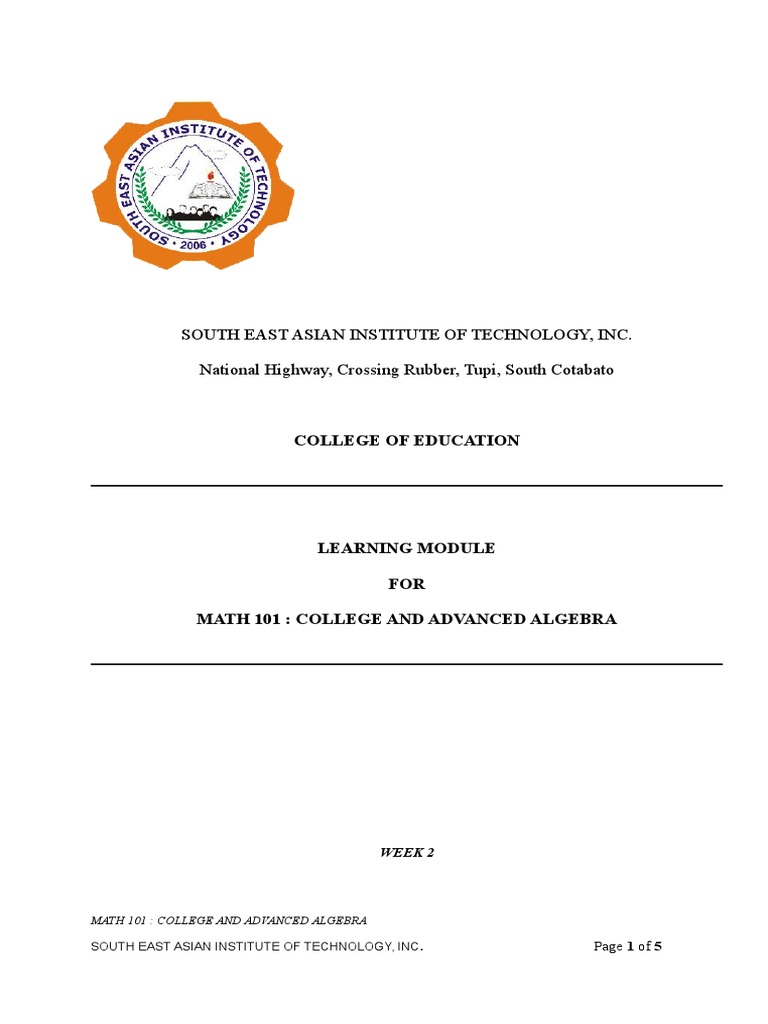 M101 Week 2 Pdf Variable Mathematics Numbers