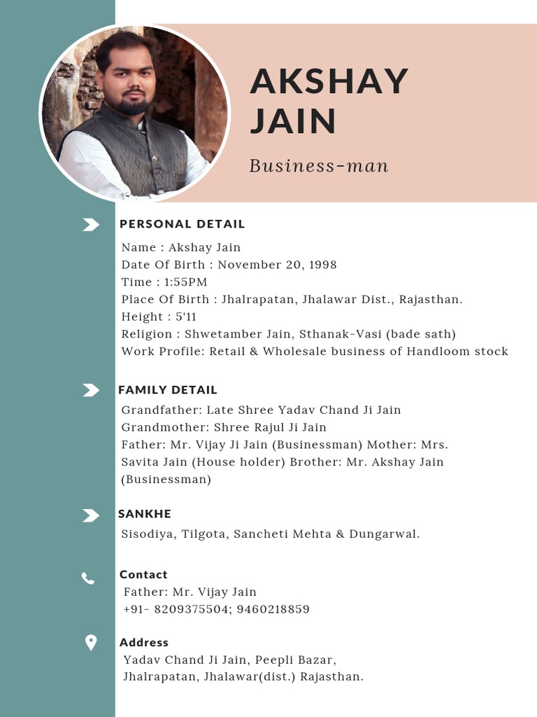 Akshay Jain - Biodata | PDF