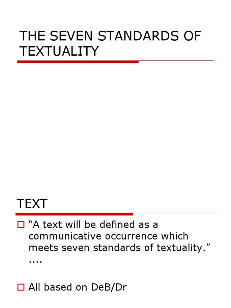 Seven Standards of Textuality | PDF | Human Communication | Communication