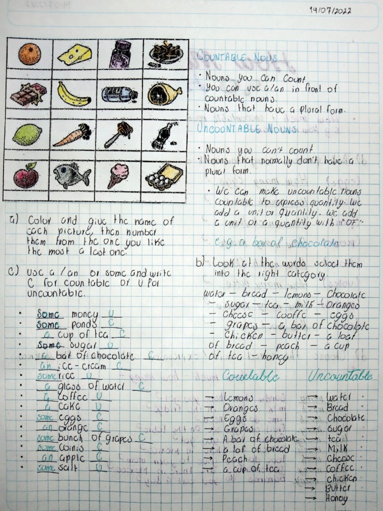 Unidad 3 Countable and Uncountable Nouns | PDF | Semantic Units | Infinity