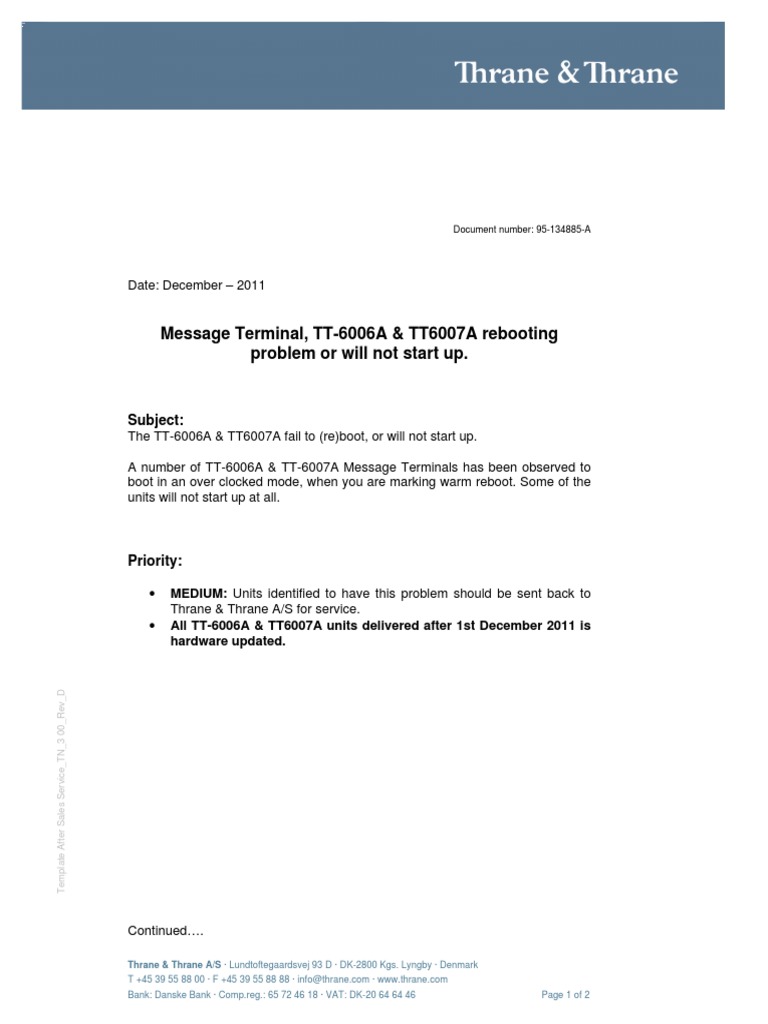 Message Terminal TT-6006A TT-6007A Problem | PDF