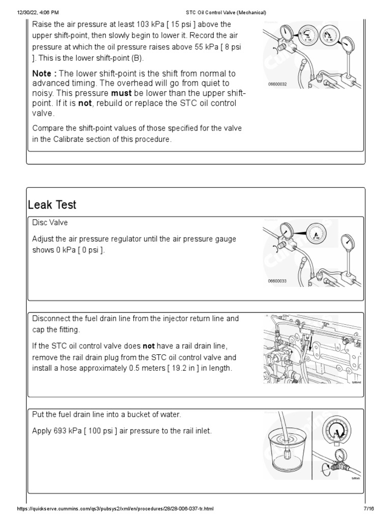 STC Oil Control Valve Adjustment Guide | PDF | Valve | Pressure