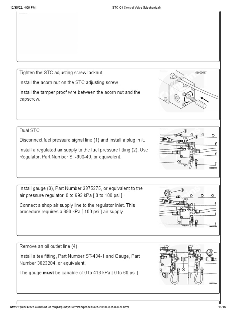 STC Oil Control Valve Adjustment Guide | PDF | Valve | Tools