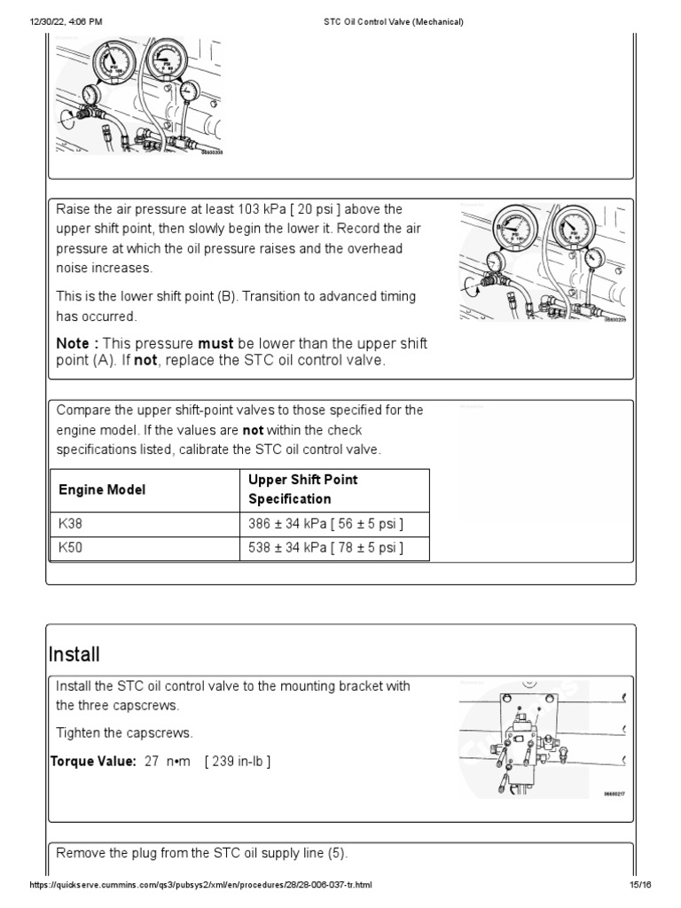 STC Oil Control Valve Installation Guide | PDF | Technology & Engineering