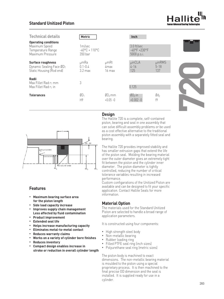 Technical Details: Standard Unitized Piston | PDF | Piston | Bearing ...