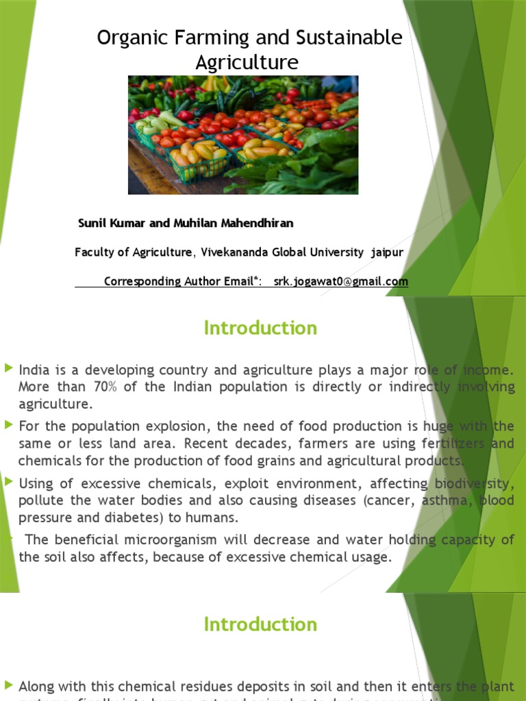 Organic Farming in Sustainable Agriculture - Mr. Sunil | PDF ...