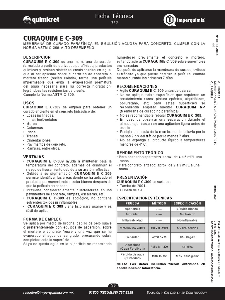 FT Curaquim e C 309 | PDF | Hormigón | Reciclaje