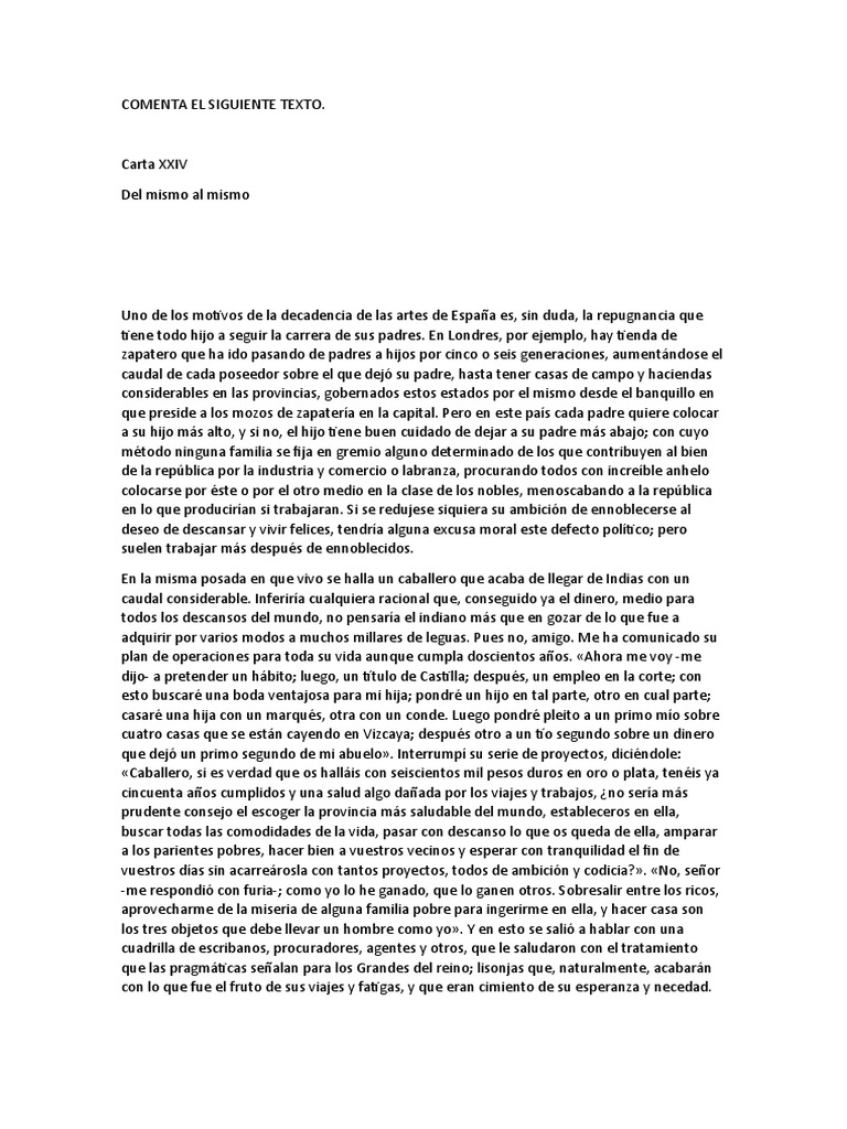 COMENTA EL SIGUIENTE TEXTO CARTAS XXIV Del Mismo Al Mismo | PDF