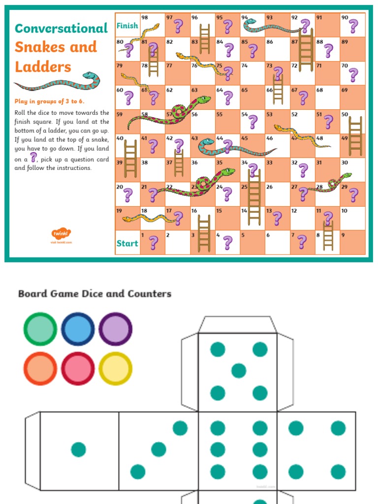 Snakes and Ladders Conversation Game | PDF | English Language