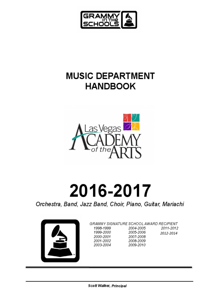LVA Music Dept. Handbook 2016-17 | PDF | Teachers | Audition