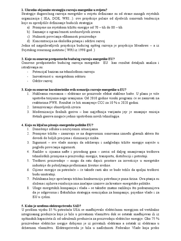 Ekonomija Energije (Skripta Za Drugu Parcijalu) | PDF