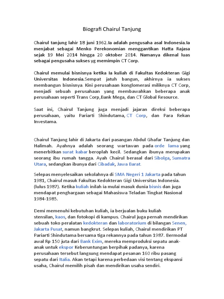Biografi Chairul Tanjung | PDF