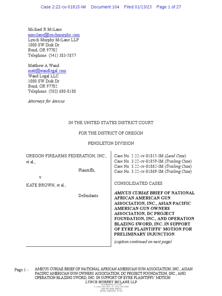 Amicus Brief Supporting Eyre Plaintiffs | PDF | District Of Columbia V ...