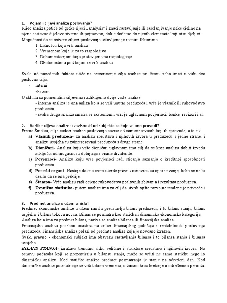 Analiza Poslovanja | PDF