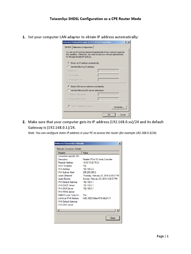 TaiwanSYS-Routed Mode - Configuration Steps | PDF | Ip Address | Router (Computing)