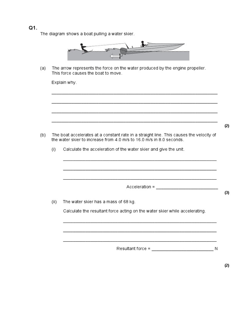 Exam Question Resultant Force | PDF | Force | Acceleration