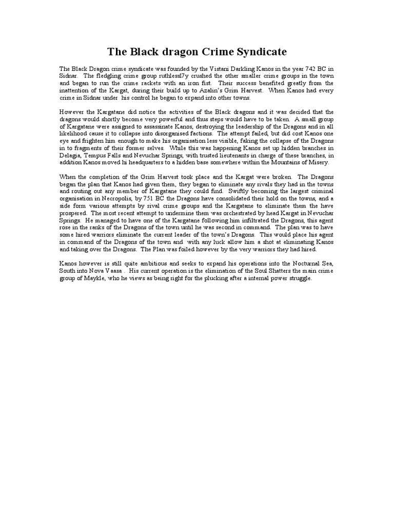 The Rise of the Black Dragon Syndicate | PDF | Crimes | Crime & Violence