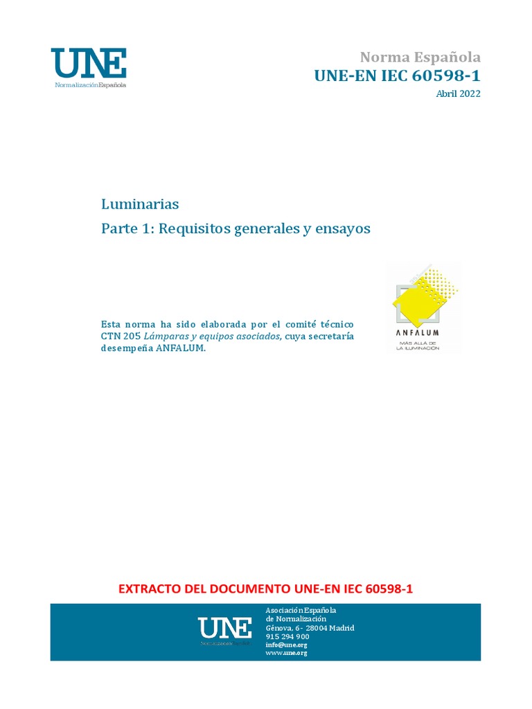 (Ex) Une-En Iec 60598-1 2022 | PDF | Tornillo | Resistor