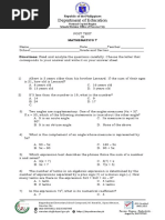 Mathematics 7 Division Achievement Test | PDF | Numbers | Elementary ...