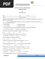 Mathematics 7 Division Achievement Test | PDF | Numbers | Elementary ...