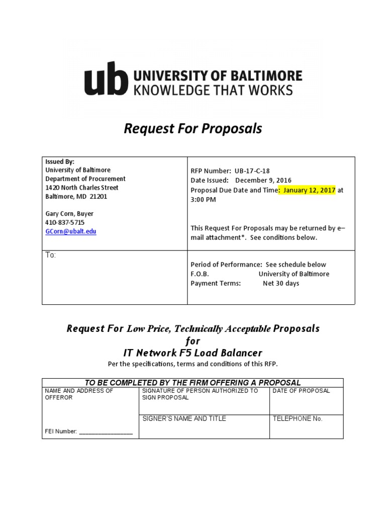 RFP UB-17-C-18 F5 Load Balancers v3 | Descargar gratis PDF | Liability ...