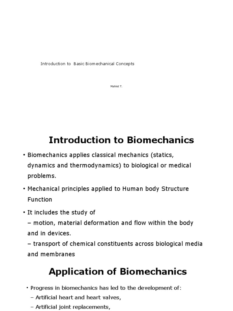 Introduction To Basic Biomechanical Concepts: Mahlet T | PDF ...