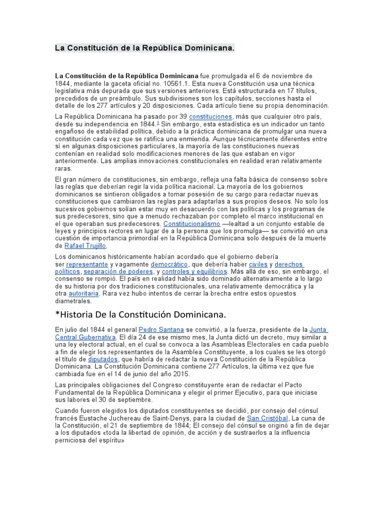 La Constitución de La República Dominicana | PDF | Gobierno | Ley constitucional