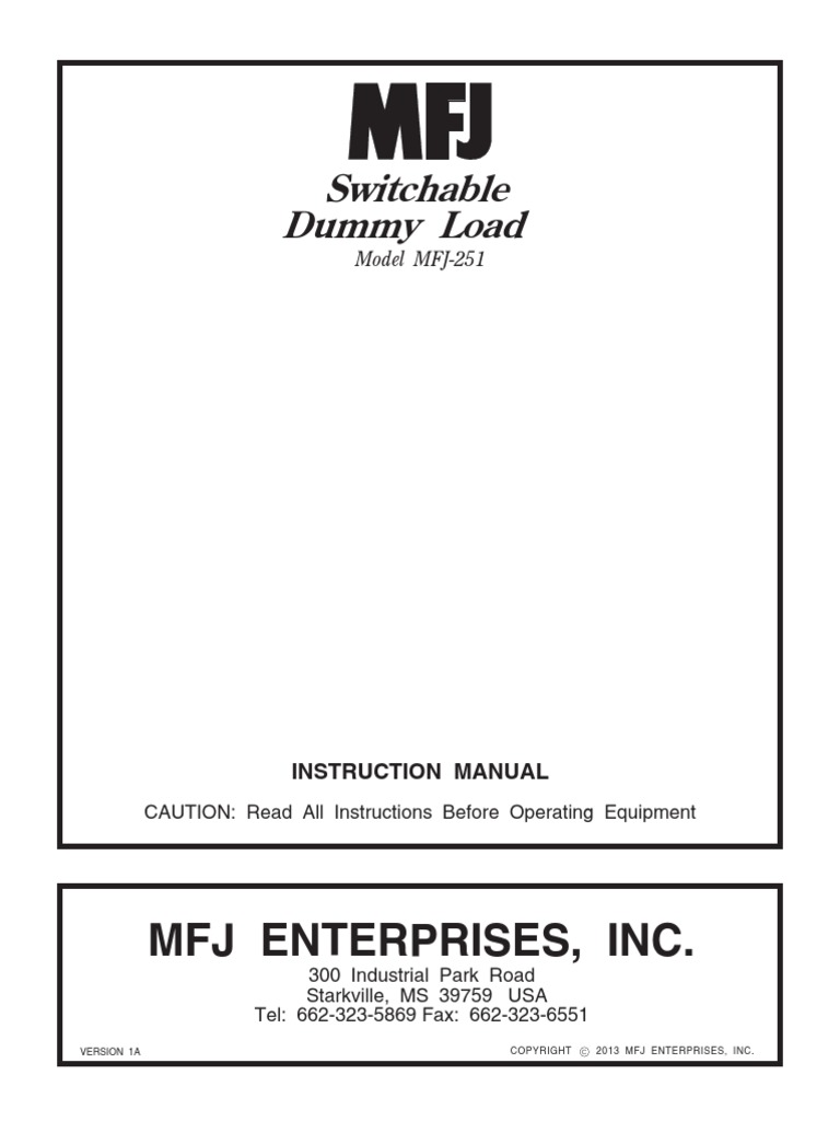MFJ-251 Manual | PDF | Resistor | Electromagnetism