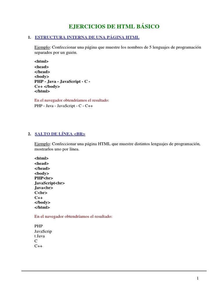 Ejercicios Basicos HTML | PDF | SQL | Bases de datos