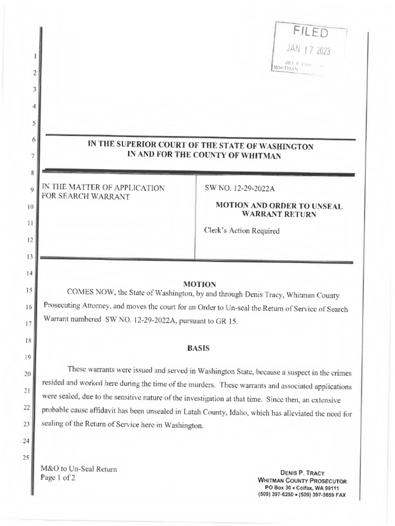 SW No.. 12-29-2022A Search Warrant Documents Made Public Jan 17 2023 | PDF