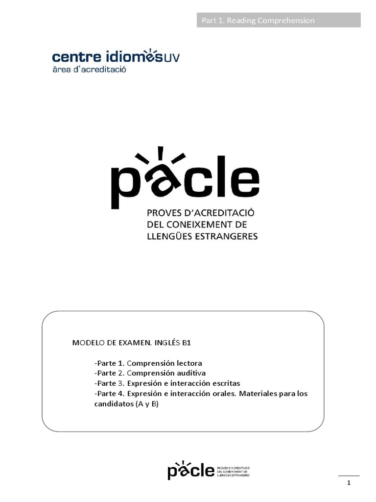 Pacle Eng b1 Modelo de Examen | PDF | Social Media | Popular Culture & Media Studies