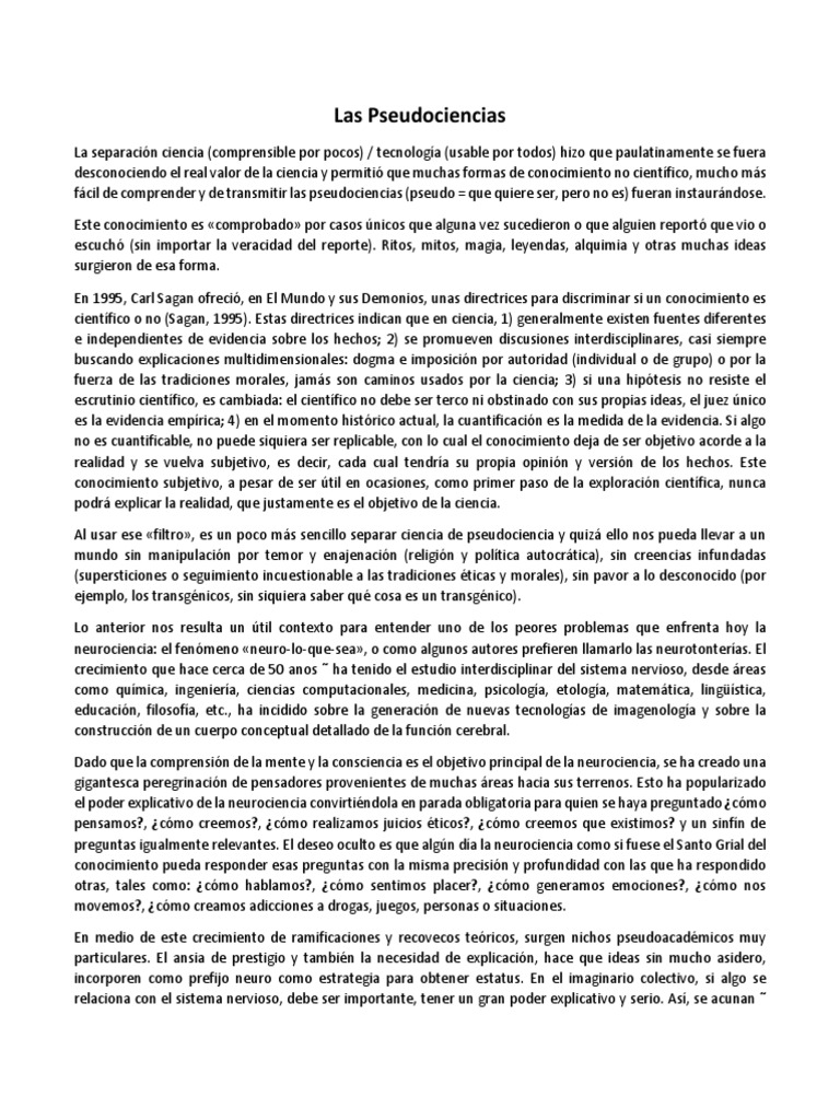Las Pseudociencias | PDF | Conocimiento | Pseudociencia