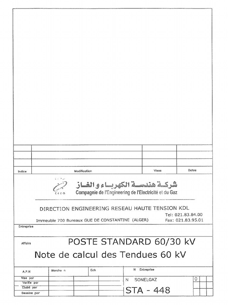 Note de Calcule Des Tendues 60 KV | PDF