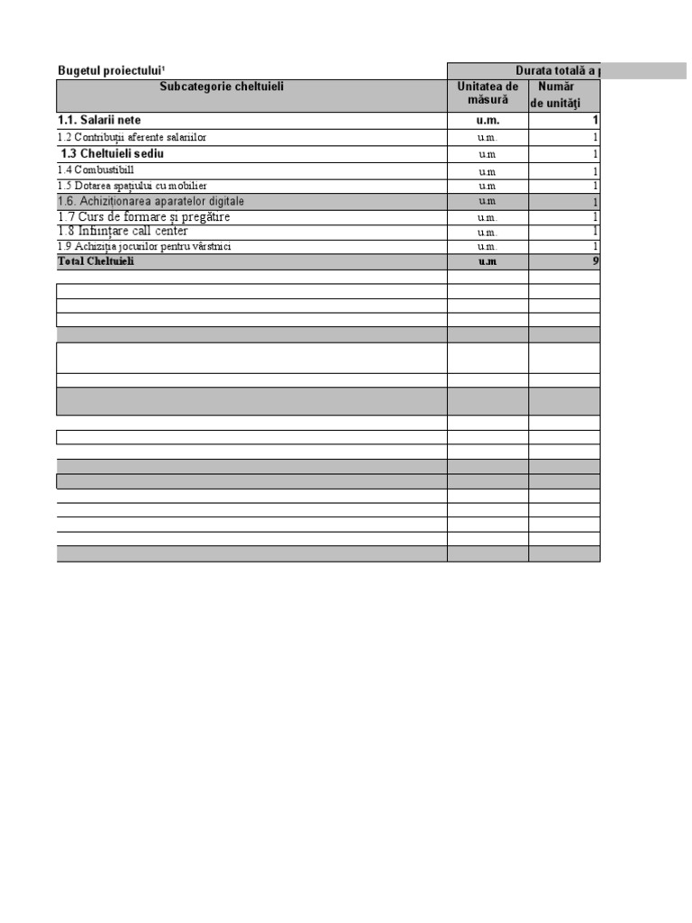 Bugetul Proiectului | PDF