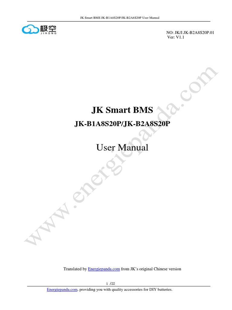 JK B2a8s20p BMS User Manual V1.1V11 | PDF | Lithium Ion Battery | Battery Charger