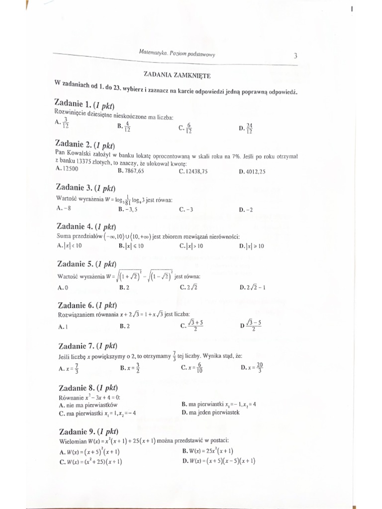 Matematyka. Poziom Podstawowy | PDF
