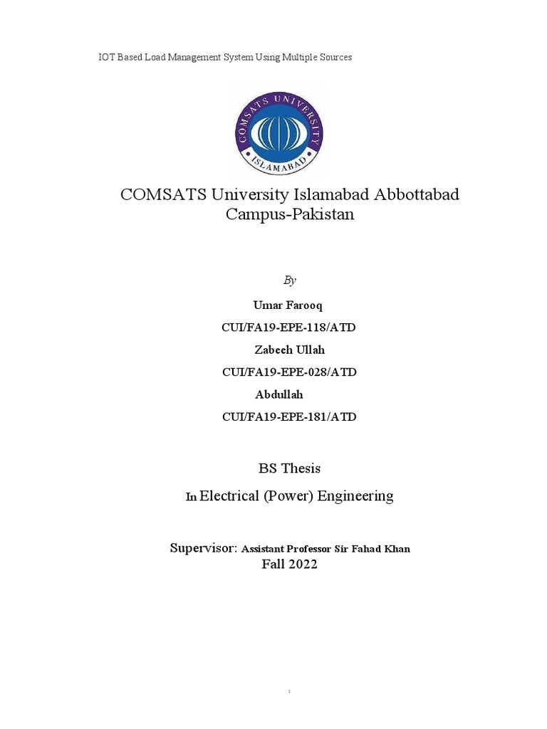 Design and Implementation of an IOT Based Load Management System Using Multiple Energy Sources ...