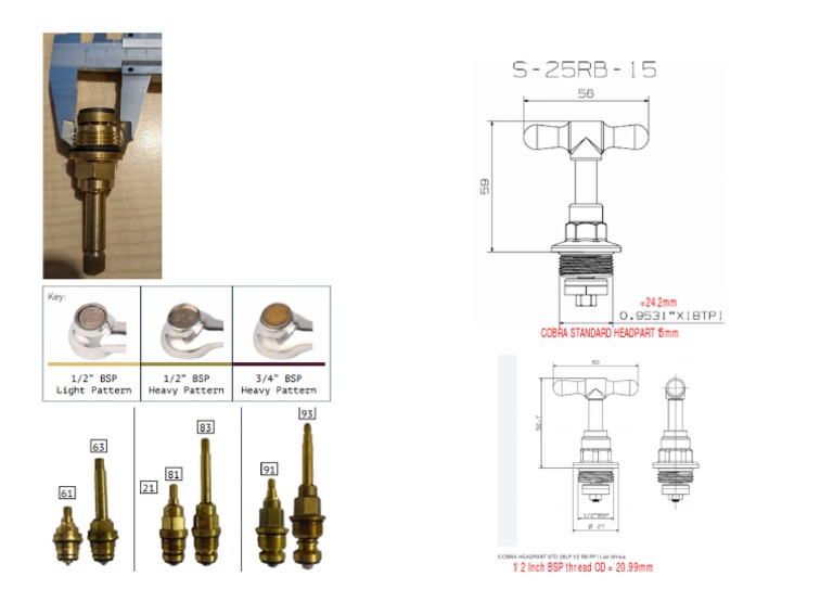 Cobra South Africa Taps - Headpart - Dimensions | PDF
