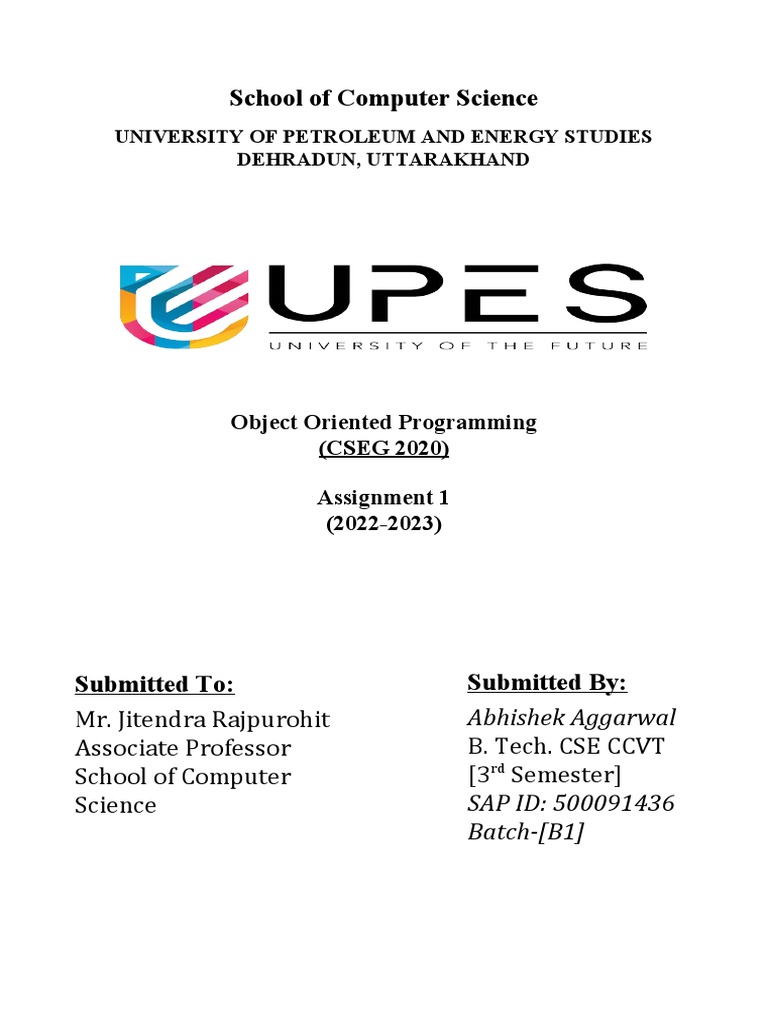 OOPS Assignment 1 by Abhishek Aggarwal | PDF | Class (Computer Programming) | Method (Computer ...