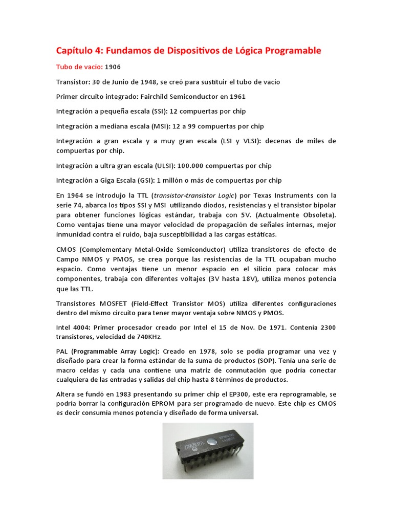Fundamentos históricos y tecnológicos de los dispositivos lógicos programables | PDF | Arreglos ...