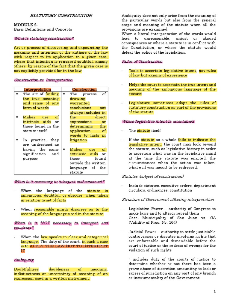Statutory Construction Basics Explained | PDF | Statutory ...