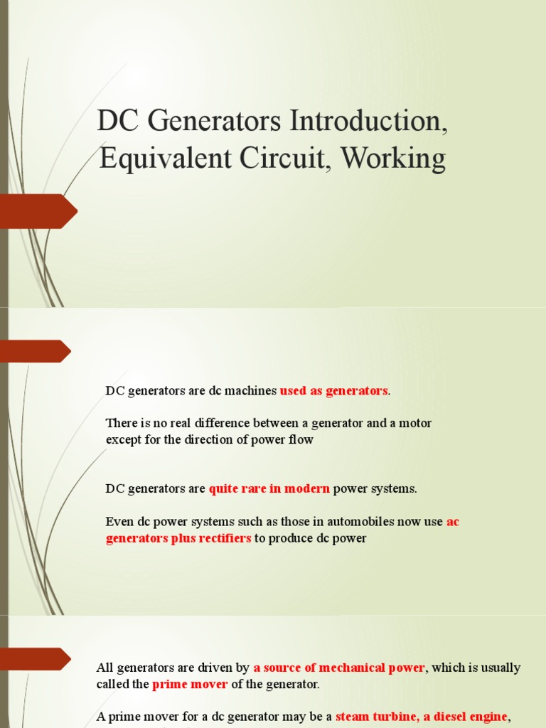 DC Generators Introduction, Equivalent Circuit, Working | PDF | Electric Generator | Direct Current