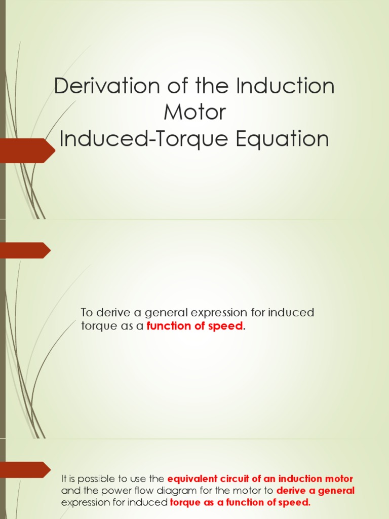Induction Motor Torque Equation Derivation | PDF | Electric Motor ...
