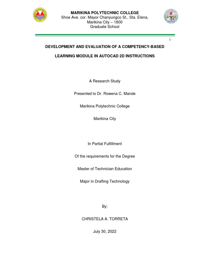 Torreta Development and Evaluation of A Competency Based Learning Module in Autocad 2d ...