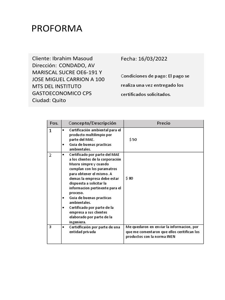 PROFORMA | PDF | Negocios