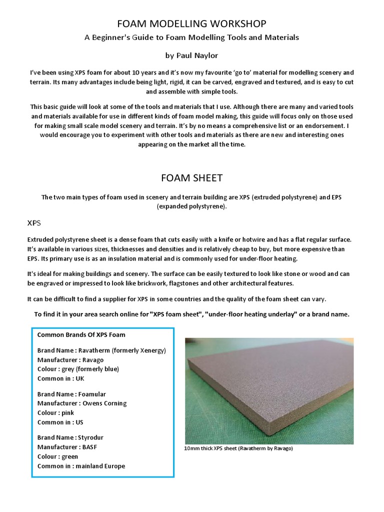 Foam Modelling Workshop - Beginners Guide To Tools and Materials | PDF ...