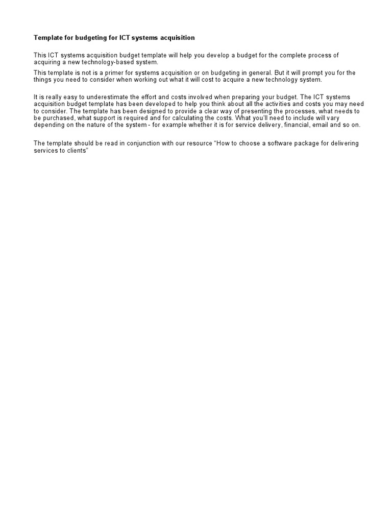 ICT Systems Acquisition Budget Template | PDF | Computer Hardware ...
