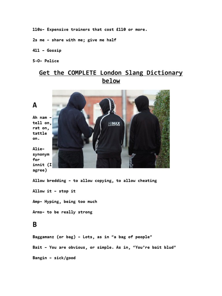 London Slang Dictionary Overview | PDF | Lexicology