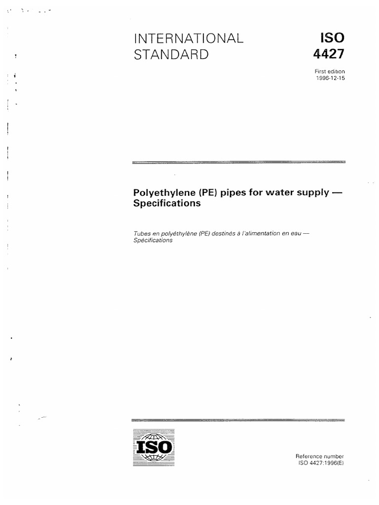 ISO 4427 - PE Pipes For Water Supply | PDF