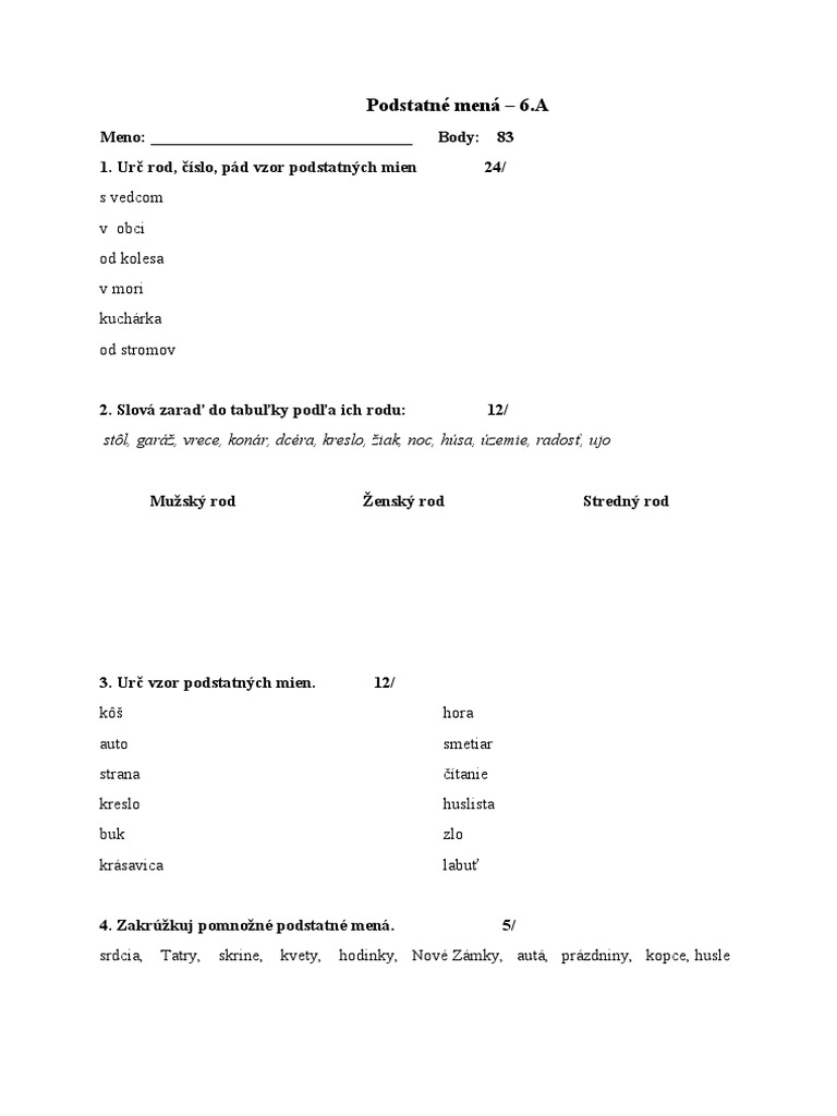 Podstatné Mená 24.5 | PDF